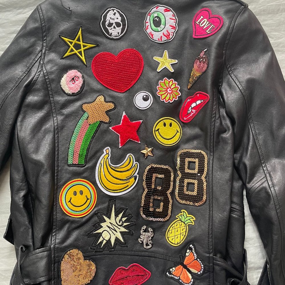 Leather Jacket Motto Patched Gen Z - Gem